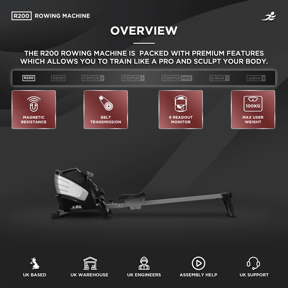 R200 Rowing Machine - Foldable Magnetic Resistance Rower for Home Use,