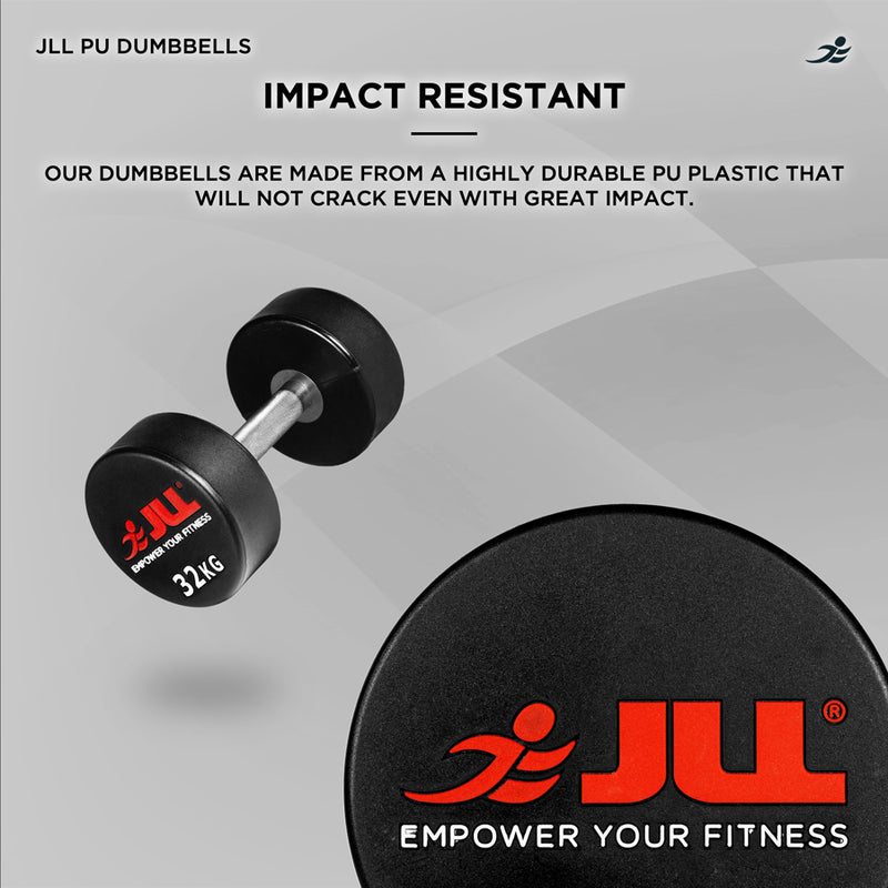 JLL Fitness PU Dumbbells 4kg - 32kg