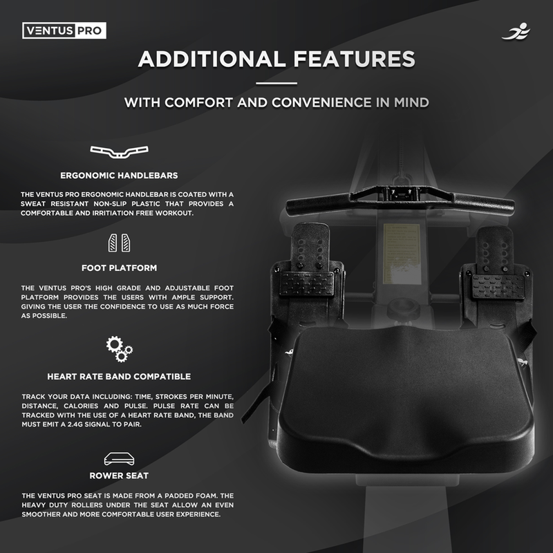Ventus Pro Air Rowing Machine - Commercial Level Foldable Air Resistan